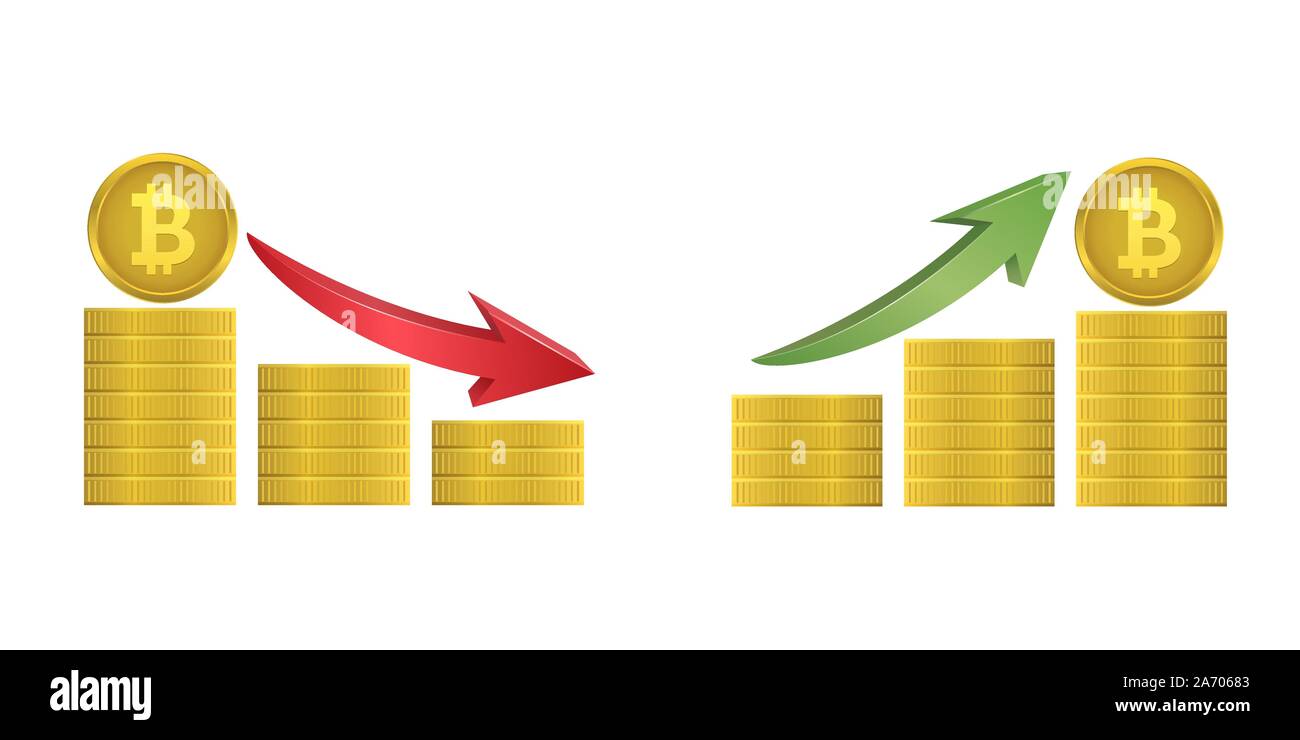 Gold coin arrows financial Cut Out Stock Images & Pictures - Alamy