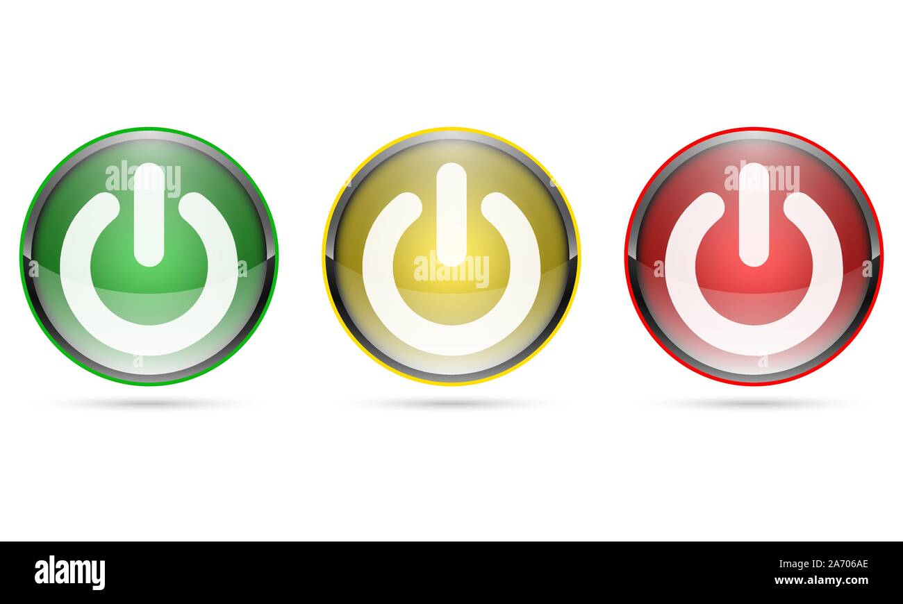 3D Power round buttons on white background. Vector illustration ...