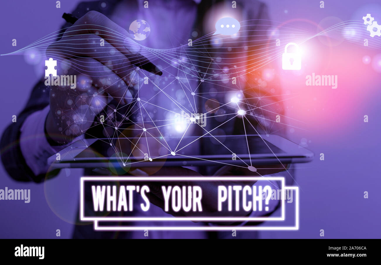 Conceptual hand writing showing What S Is Your Pitch question. Concept ...