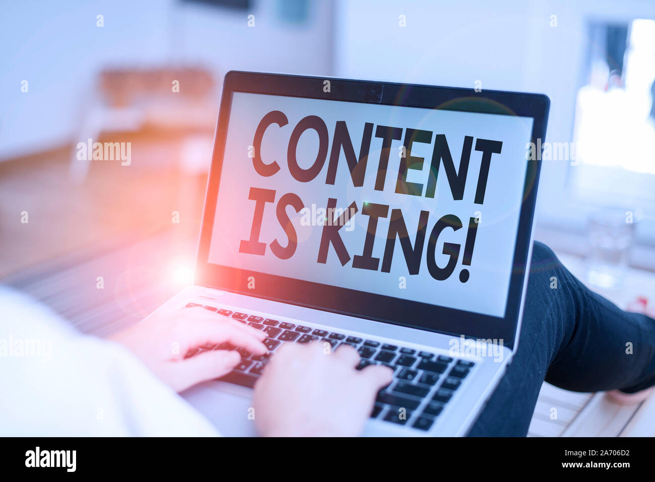 Text sign showing Content Is King. Business photo text marketing ...