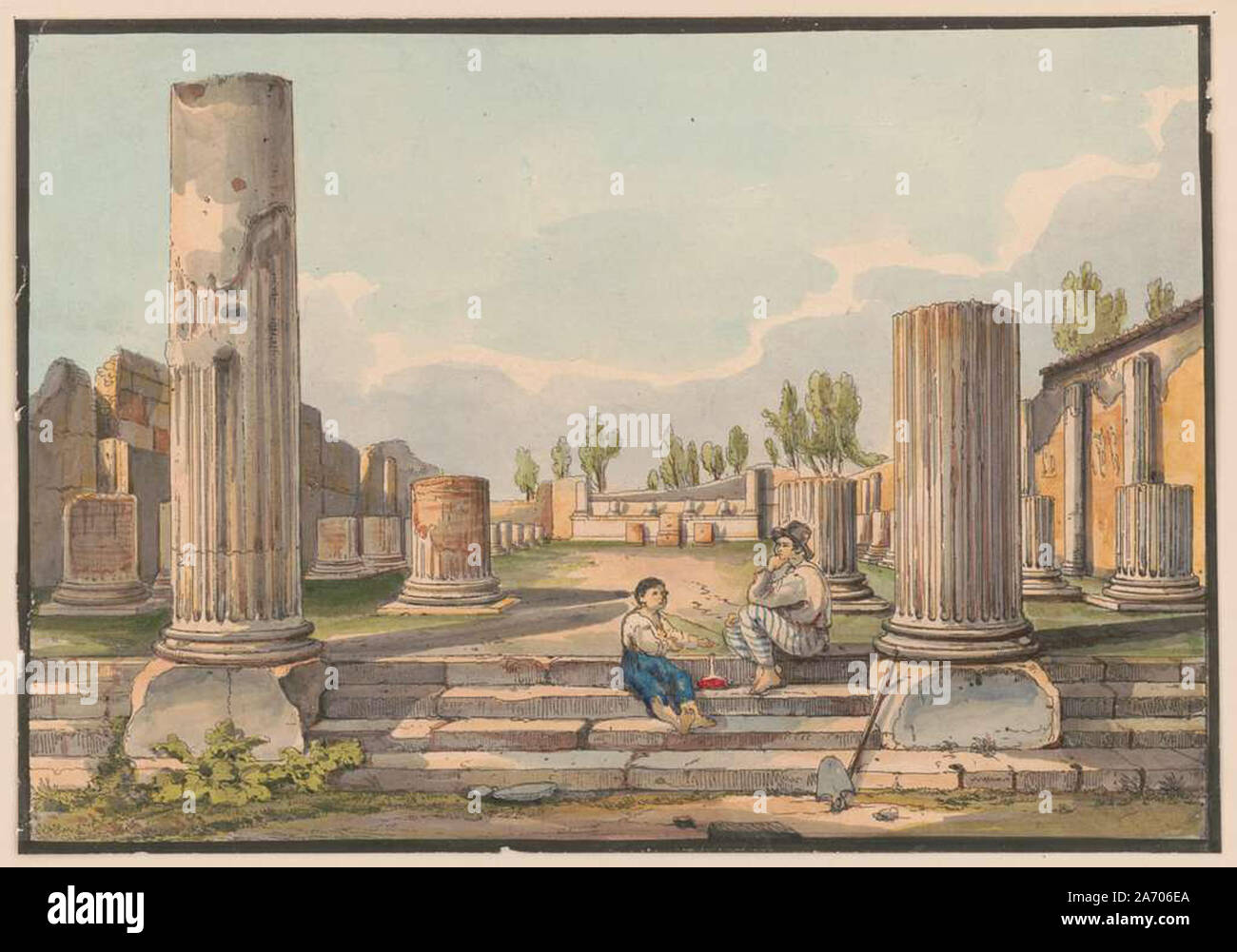 vintage ruins classical illustration art Stock Photo - Alamy