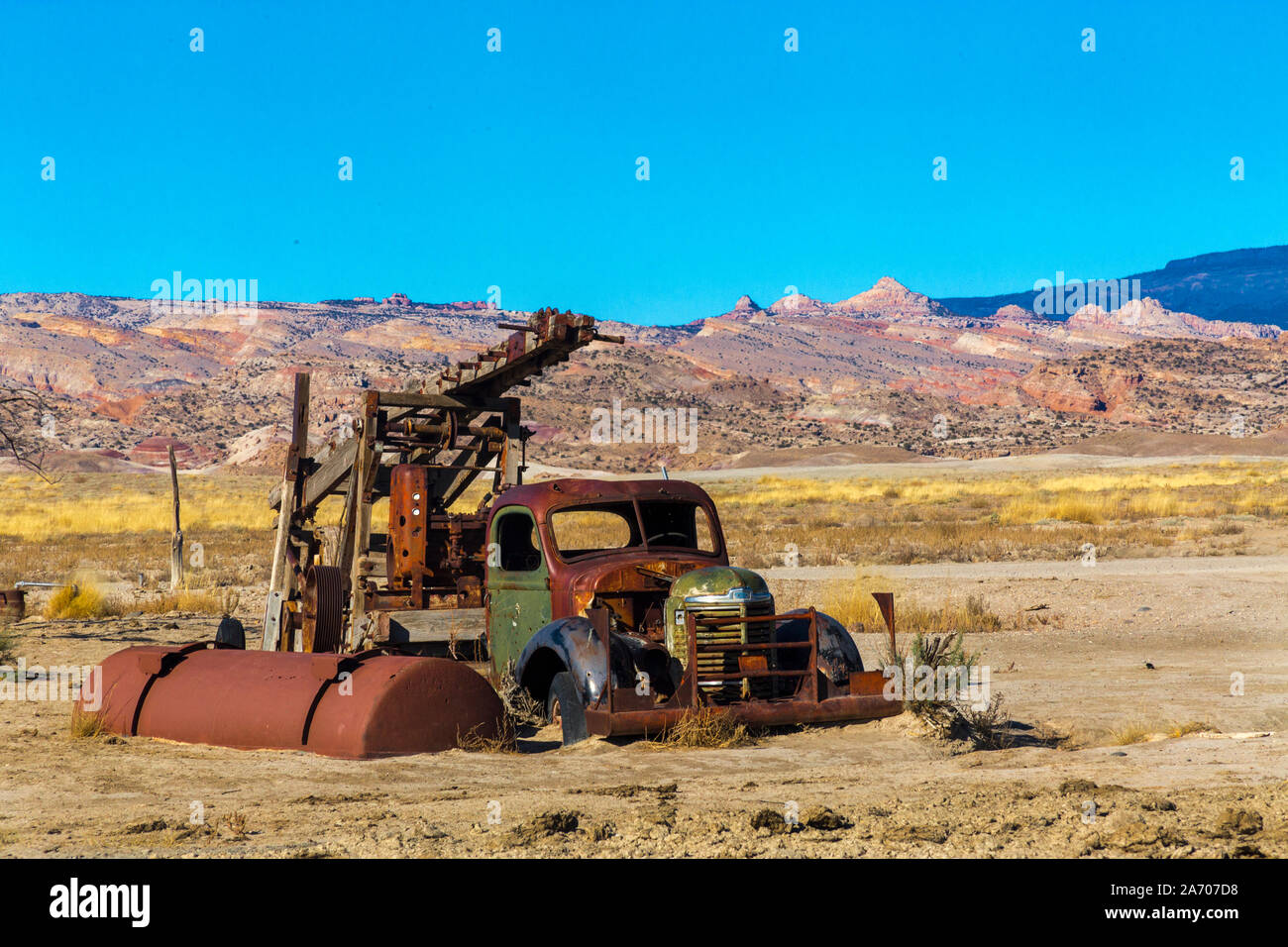 Old Water Drilling Rig in Capital Reef National Park, Utah Stock Photo ...