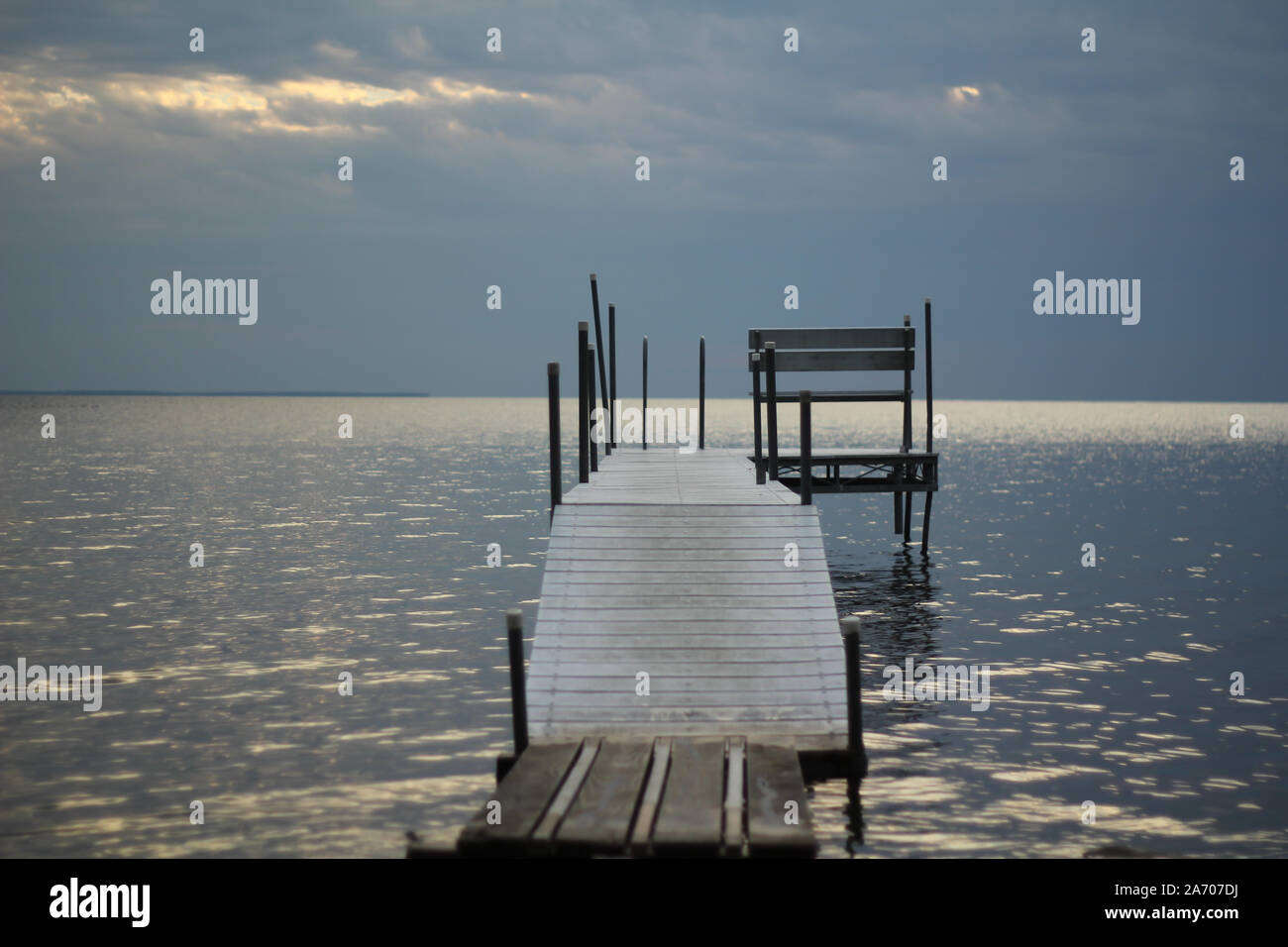 Cloudy sky over a small dock in Sister Bay in Door County, Wisconsin ...