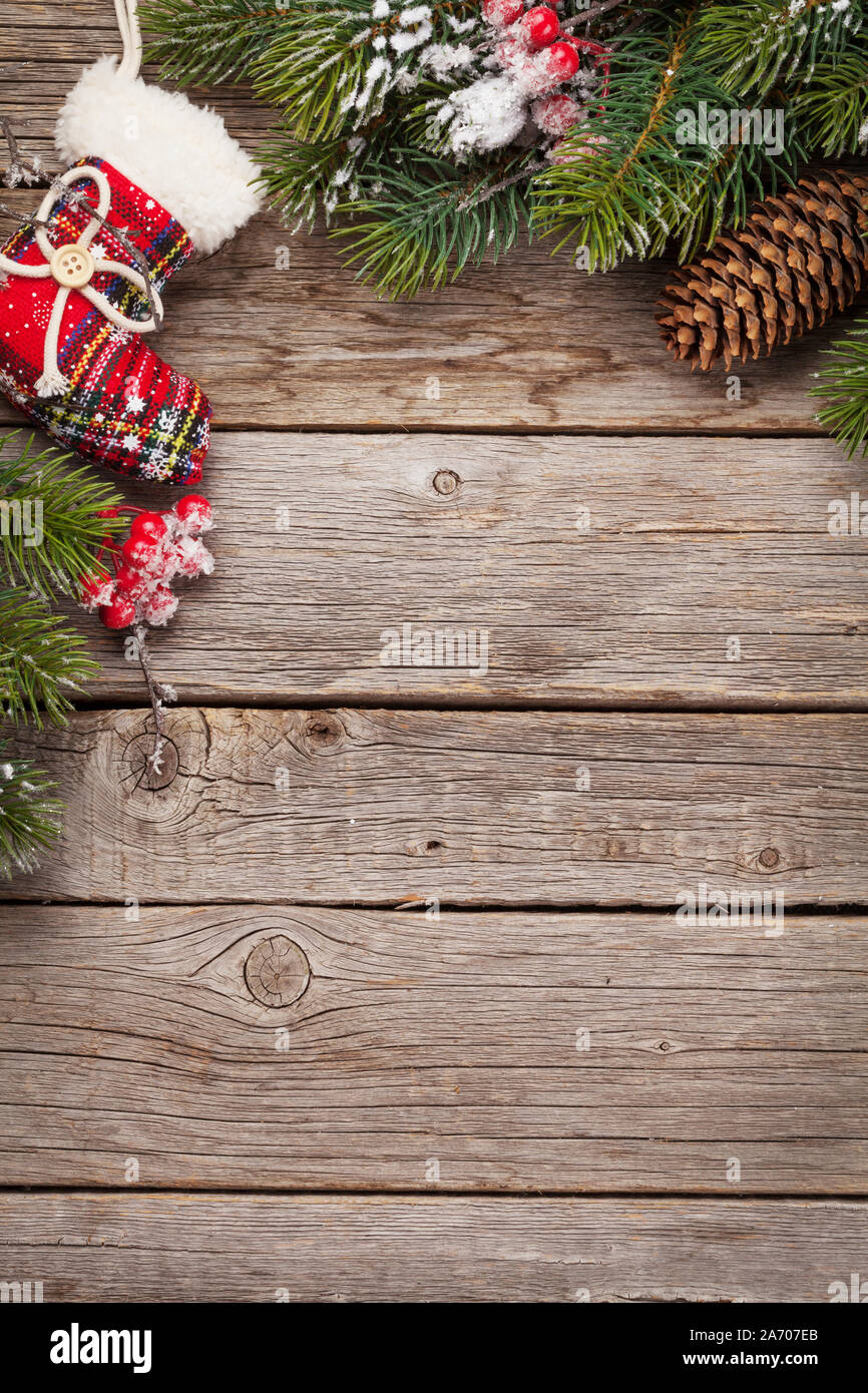 Christmas greeting card with decorated fir tree and copy space for your ...