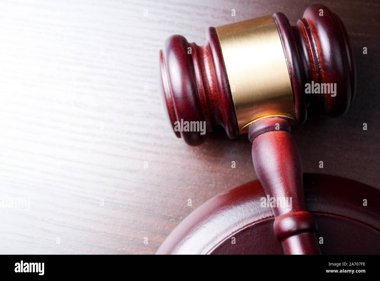 brown gavel on the table and shot with shallow depth of field Stock ...