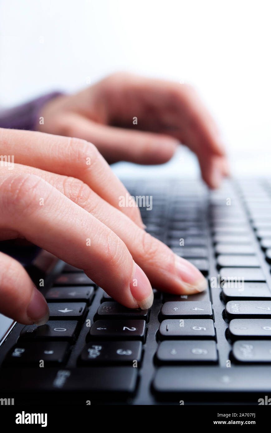 female hands writing on laptop, close-up shot Stock Photo - Alamy