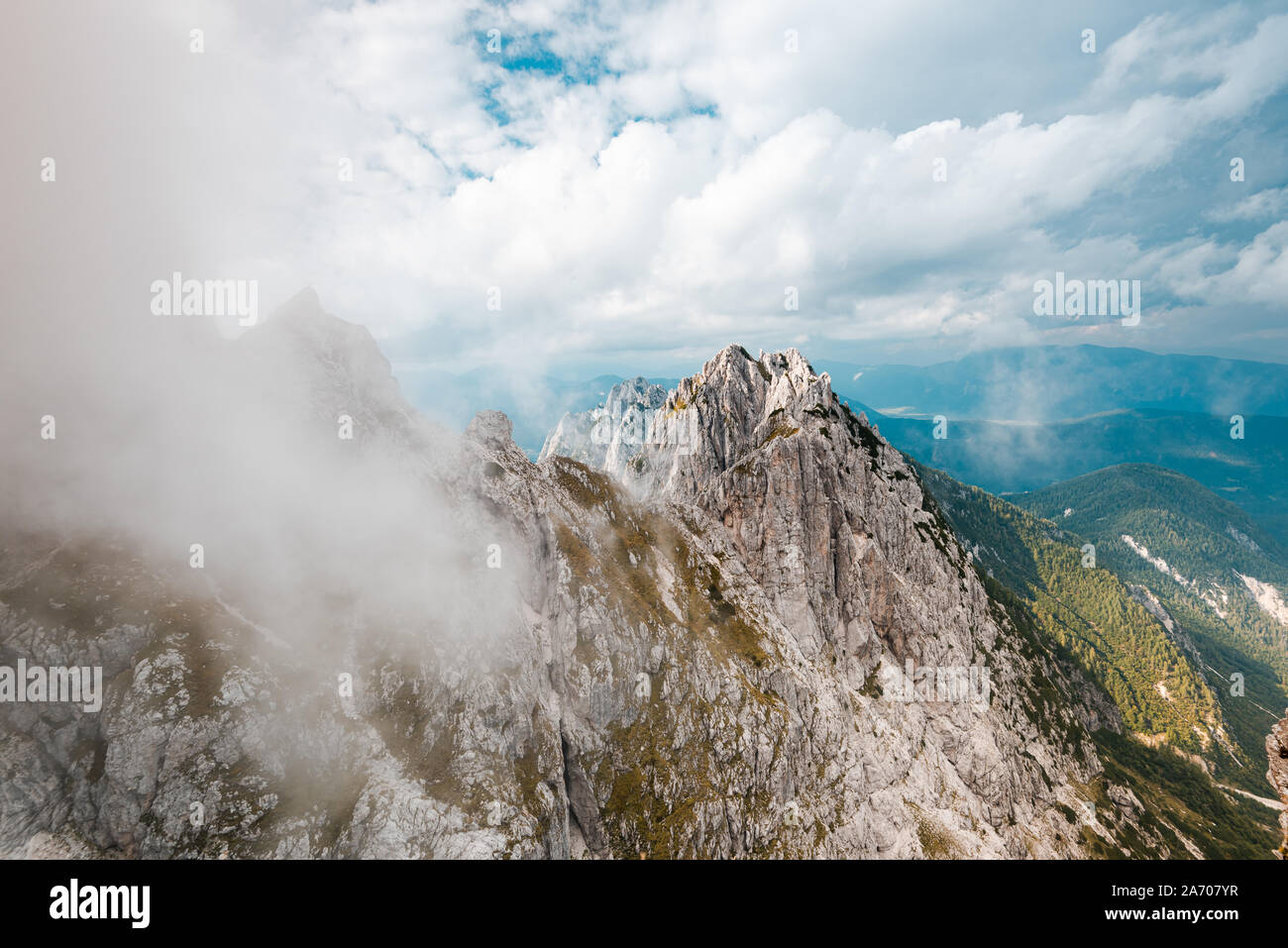 Dramatic Mountain Peak at Stormy Weather in Julian Alps Stock Photo - Alamy