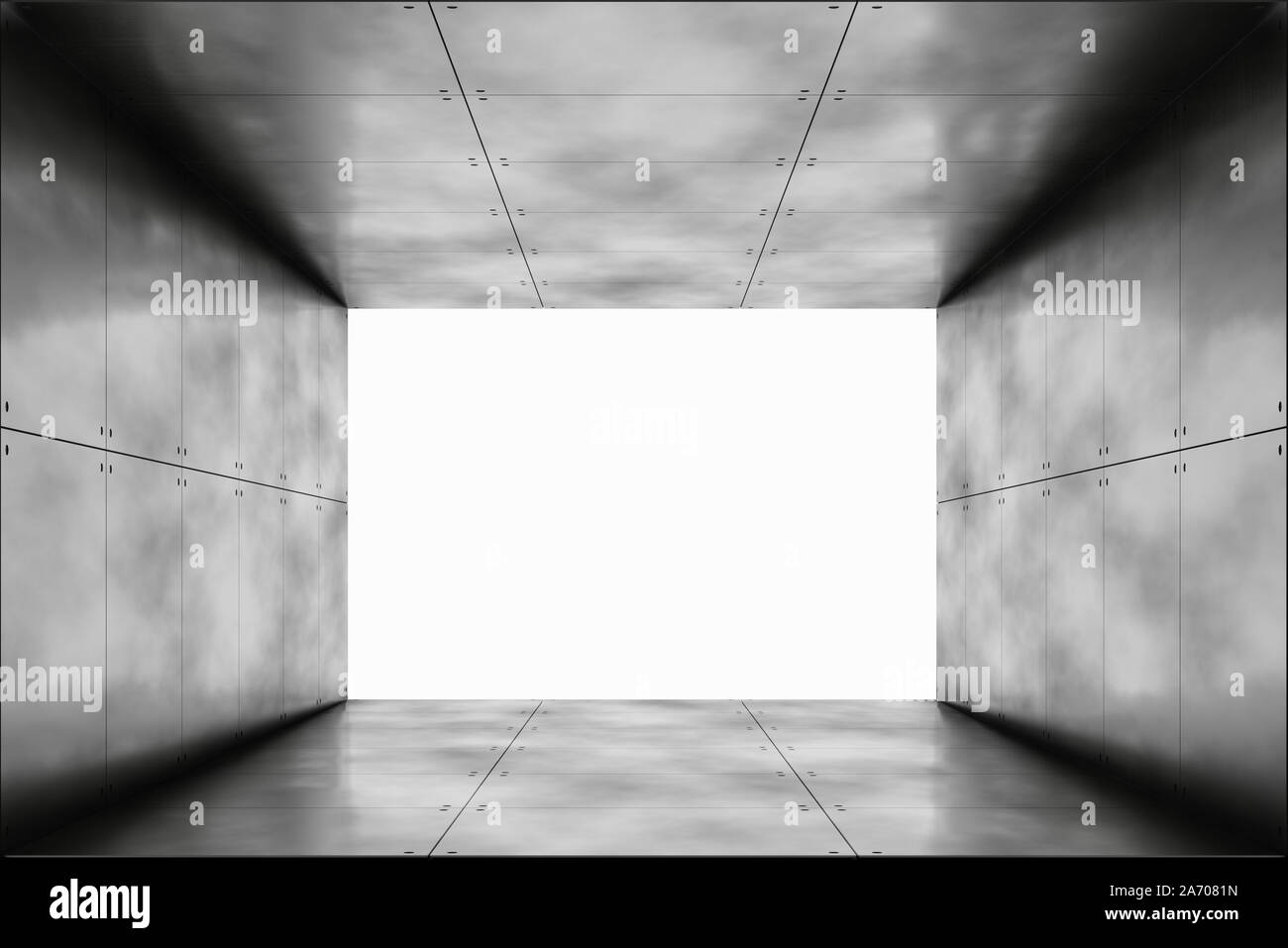 Abstract Garage Showroom Corridor Concrete Reflective. Empty Space and ...