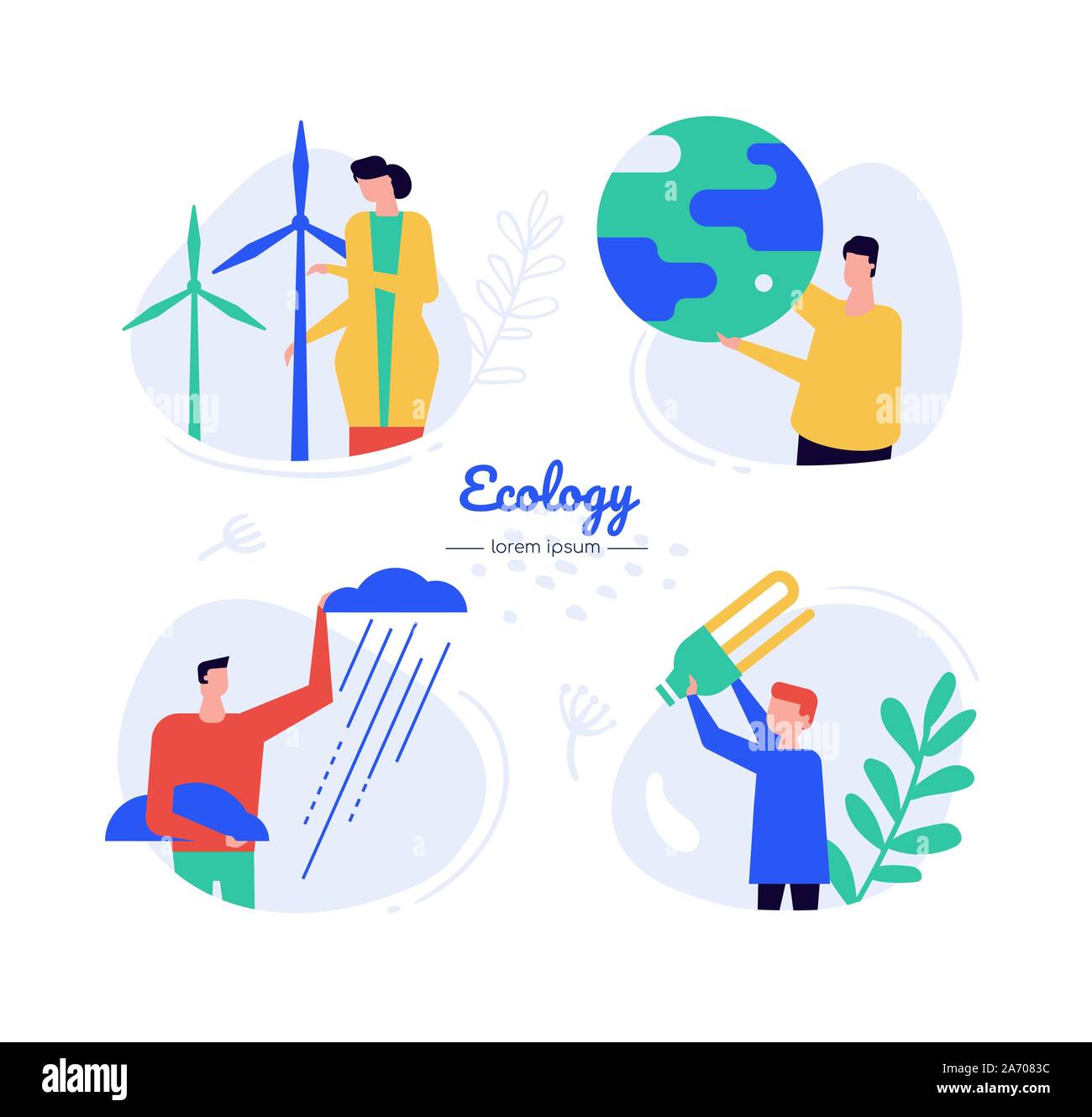 Eco energy - flat design style vector characters set Stock Vector Image ...