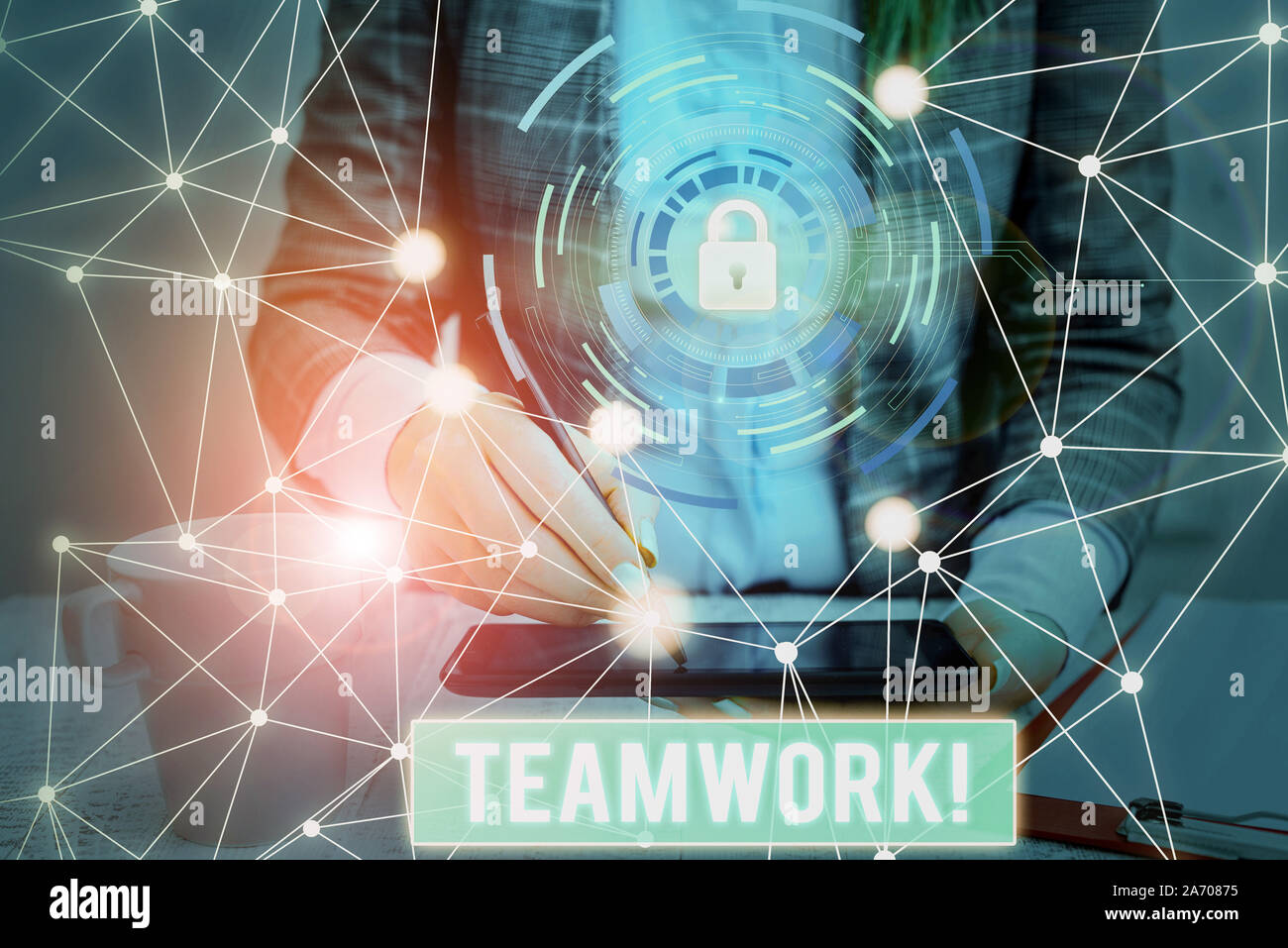 Writing note showing Teamwork. Business concept for combined action of ...