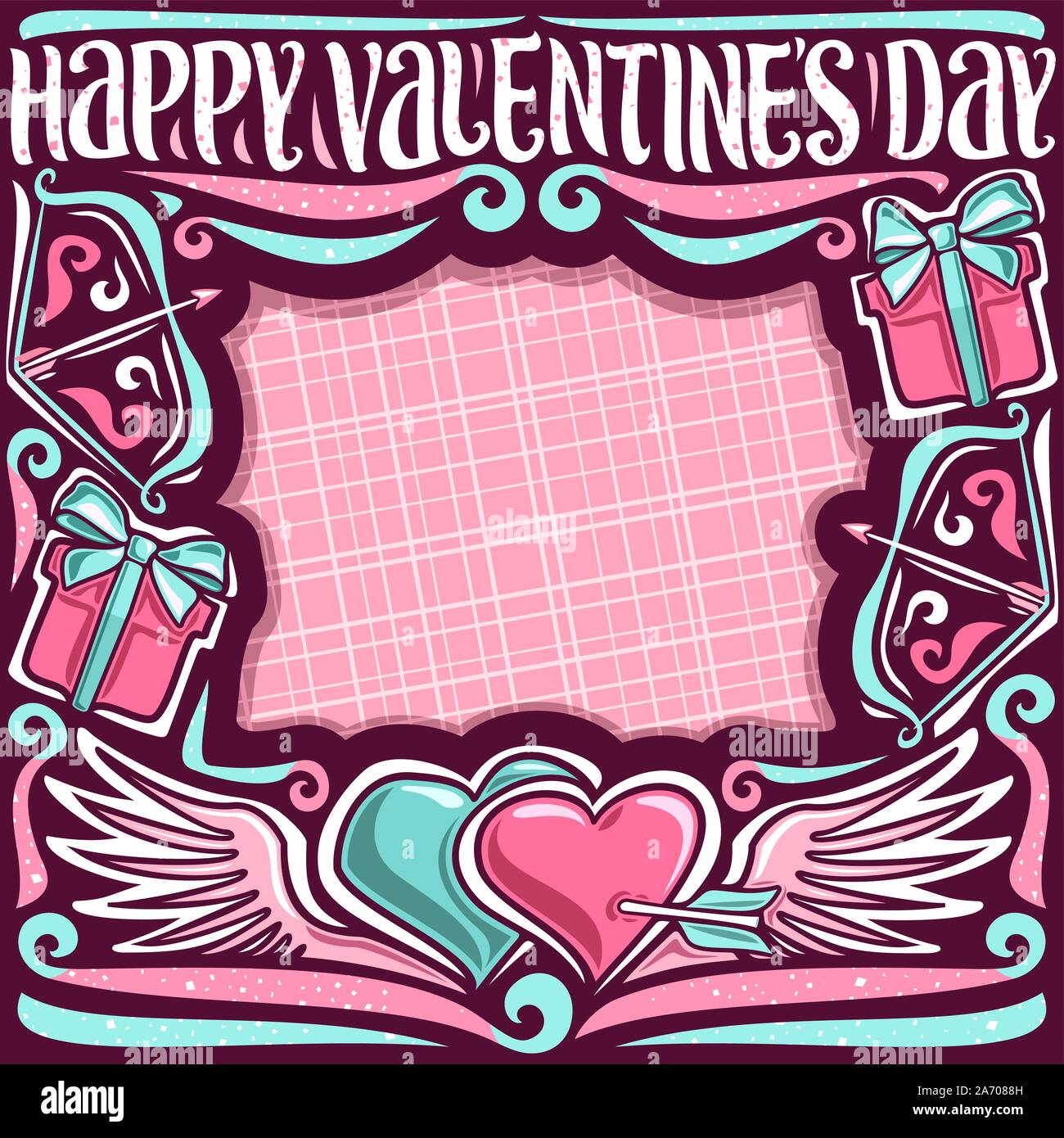 Vector greeting card for Valentine's Day with copy space, blue Cupid's ...