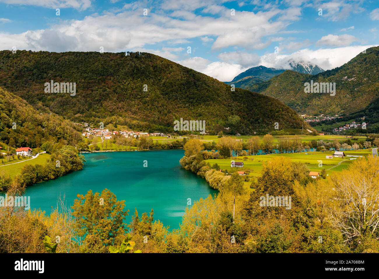 Picturesque Most Na Soci Lake and Village in Slovenia at Fall Season ...