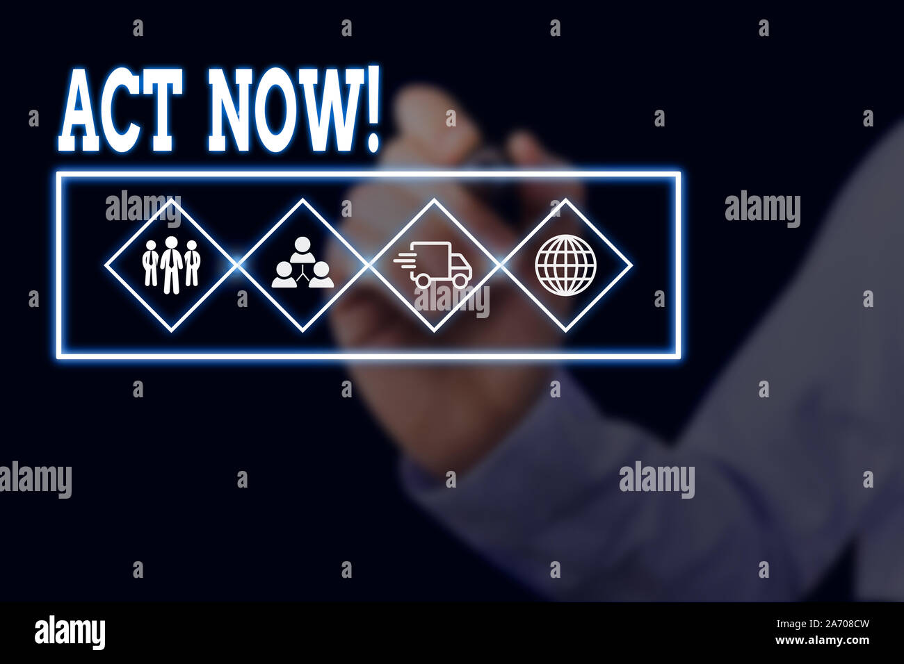 Handwriting text Act Now. Conceptual photo do not hesitate and start ...