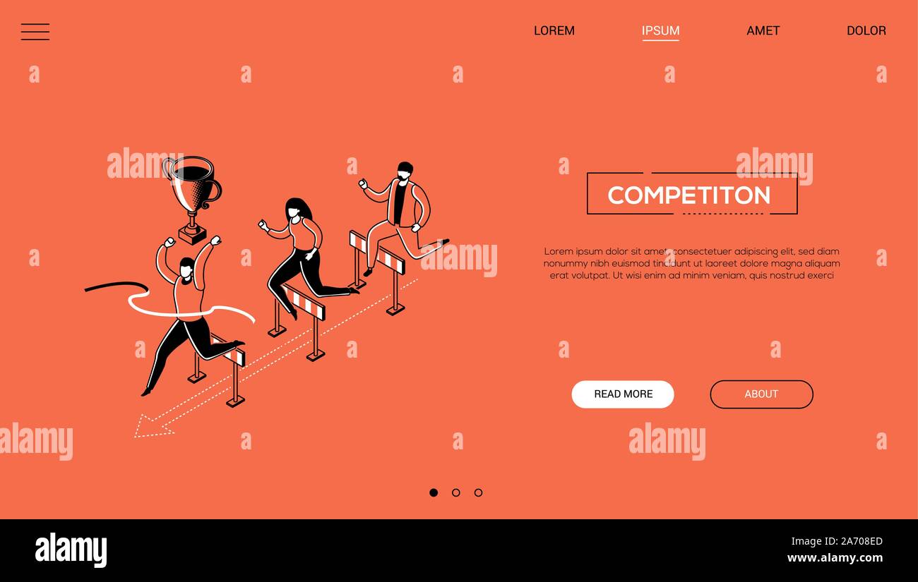 Competition - line design style isometric web banner Stock Vector Image ...
