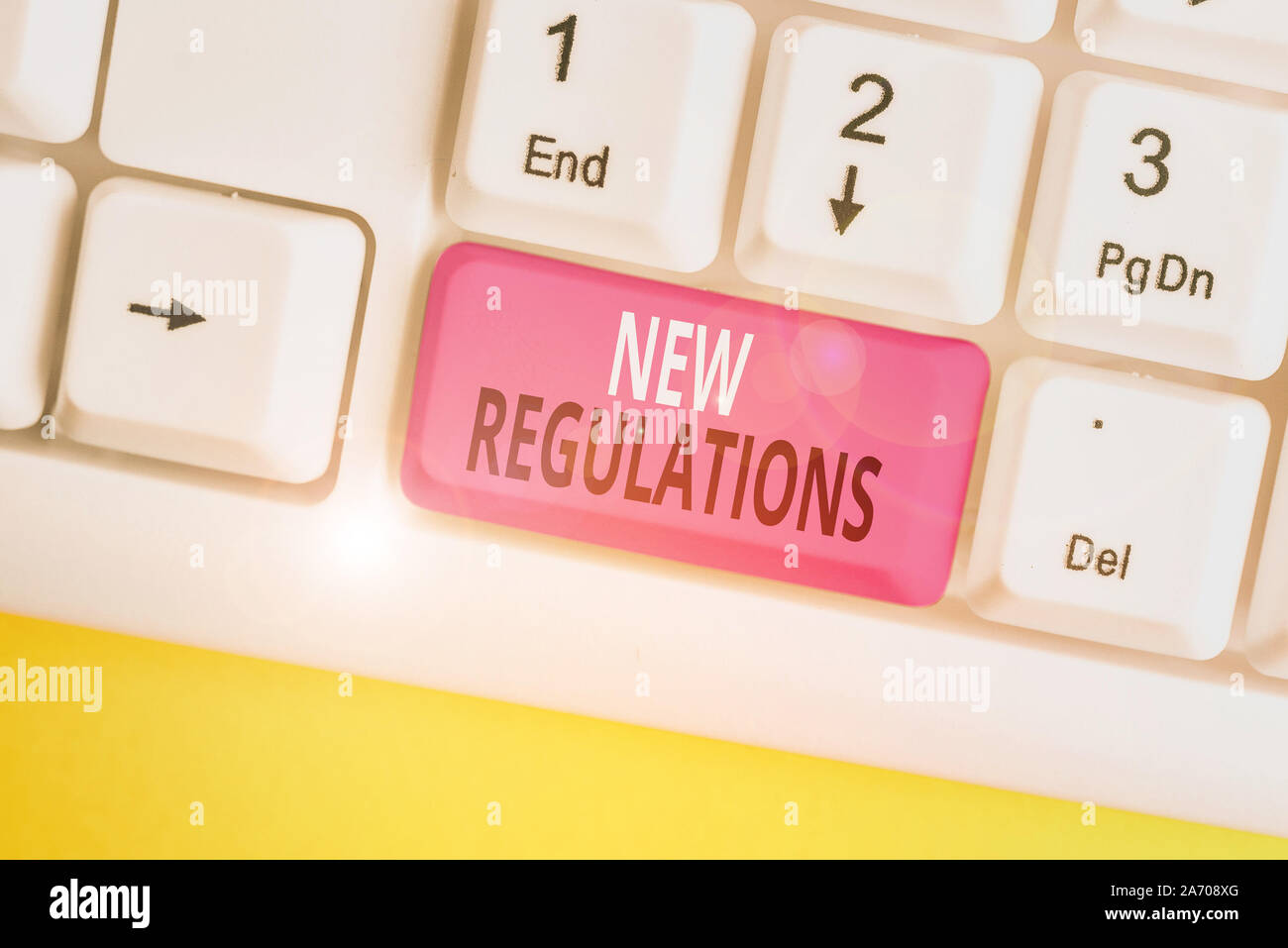 Text sign showing New Regulations question. Business photo text rules ...