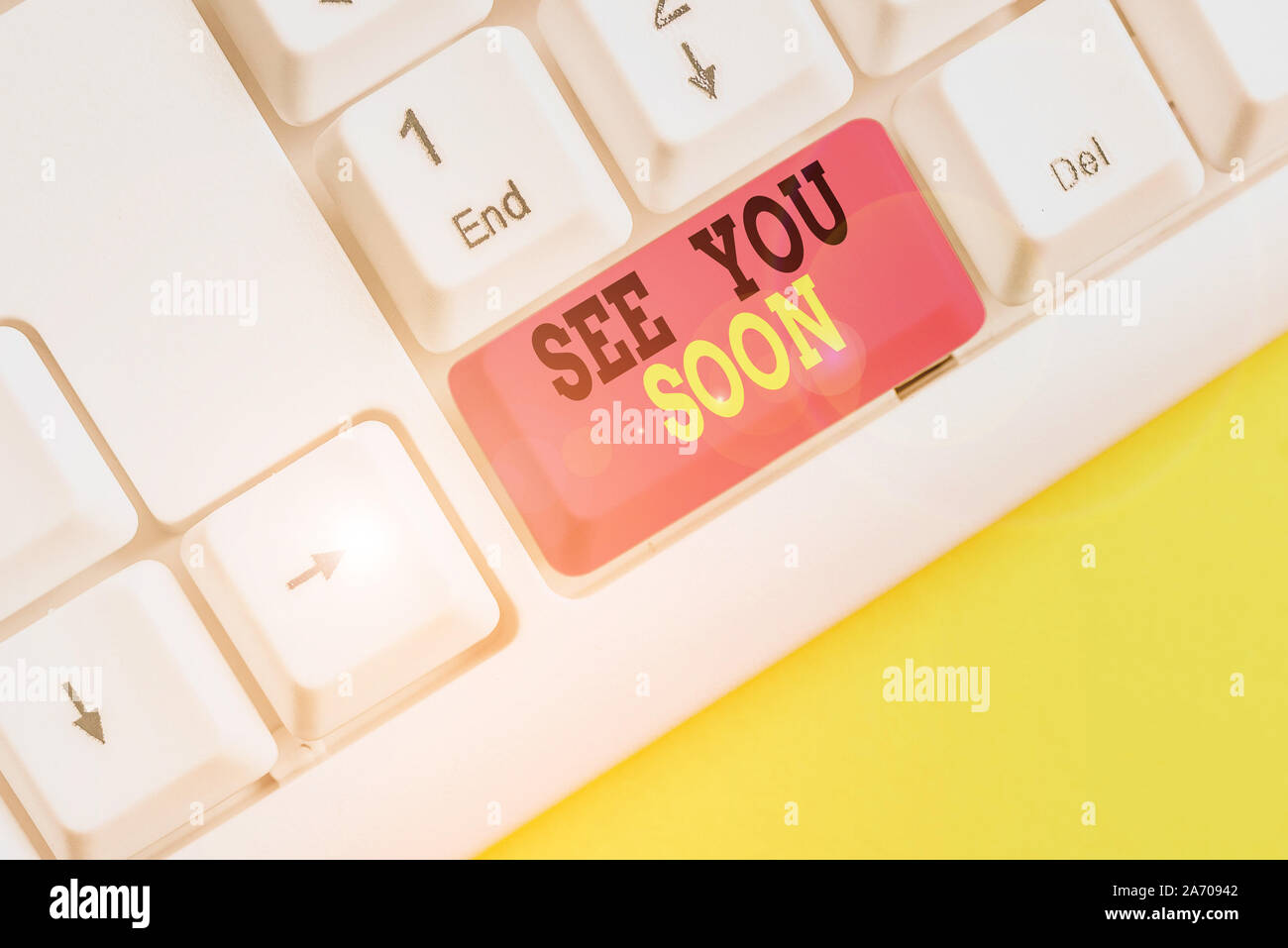 Conceptual hand writing showing See You Soon. Concept meaning used for ...