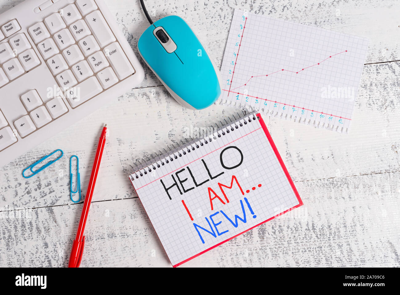 Writing note showing Hello I Am New. Business concept for used as ...