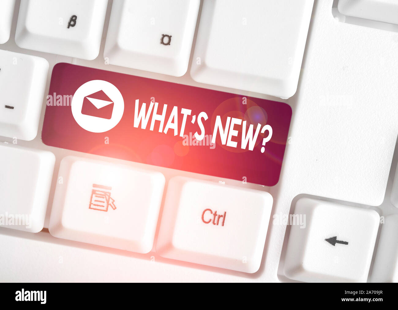 Text sign showing What S New Question. Business photo showcasing when ...