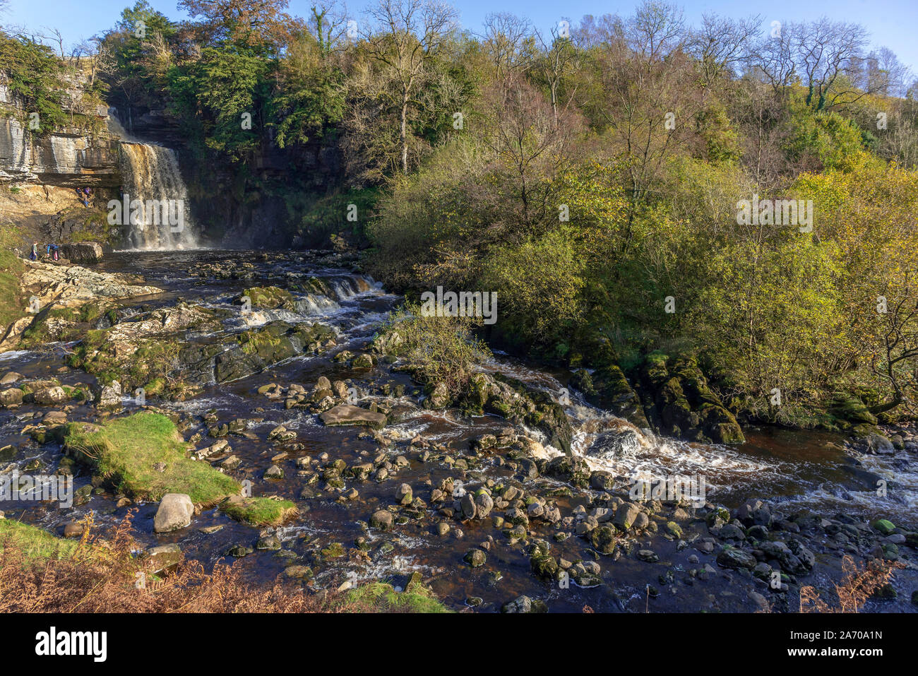 The river Twiss tumbles down the Ingleton waterfalls trail in North ...