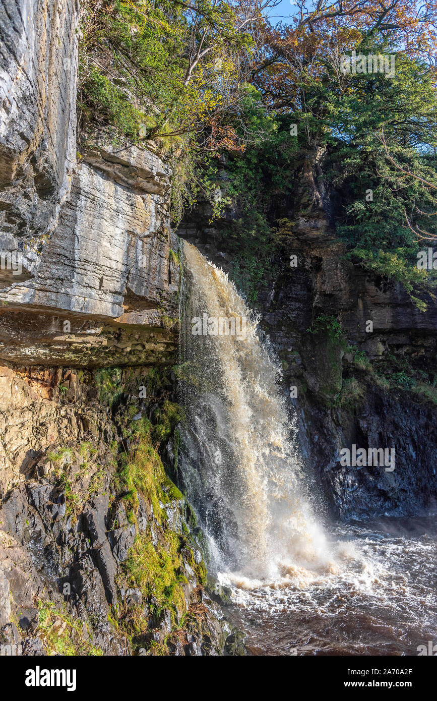 The river Twiss tumbles down the Ingleton waterfalls trail in North ...