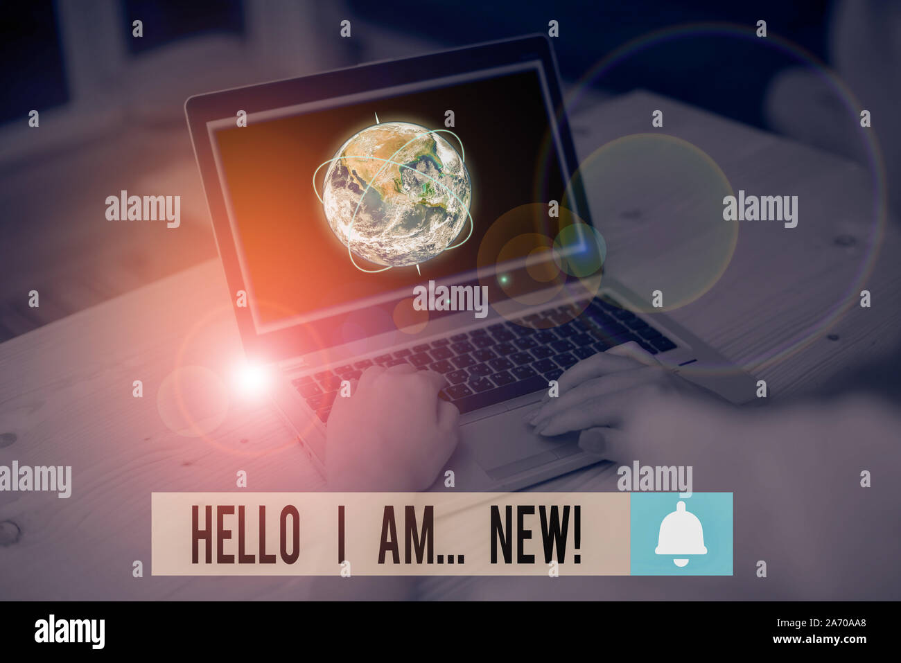 Writing note showing Hello I Am New. Business concept for used as ...