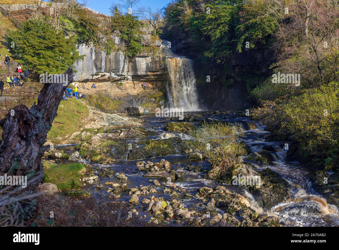 The river Twiss tumbles down the Ingleton waterfalls trail in North ...