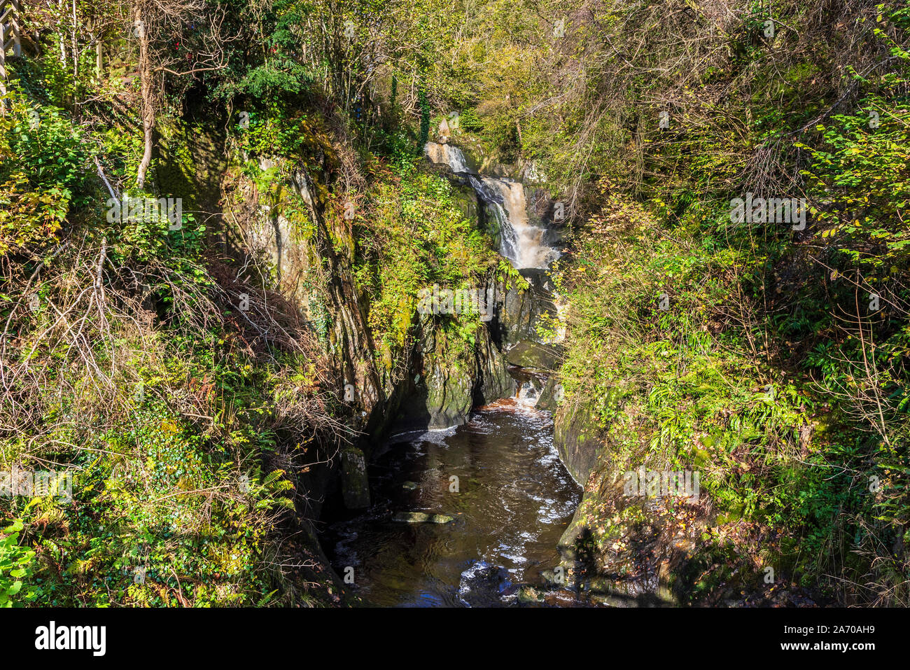 The river Twiss tumbles down the Ingleton waterfalls trail in North ...