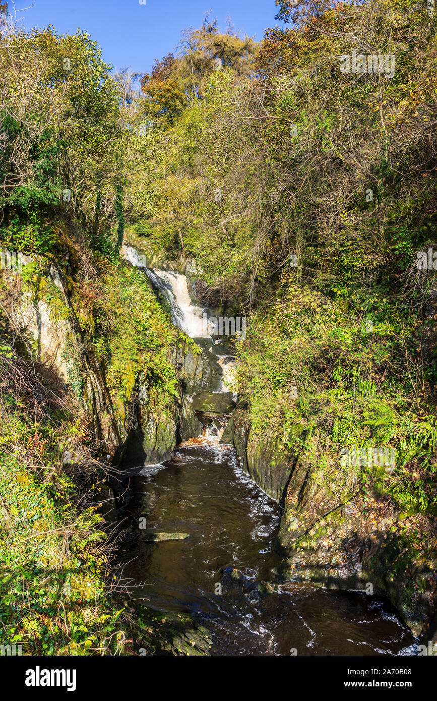 The river Twiss tumbles down the Ingleton waterfalls trail in North ...