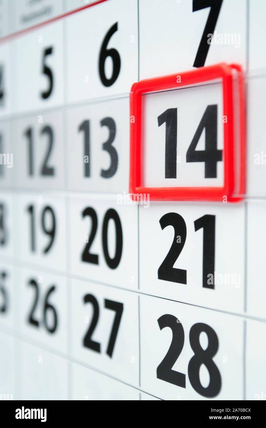 page is marked with a date calendar Stock Photo - Alamy