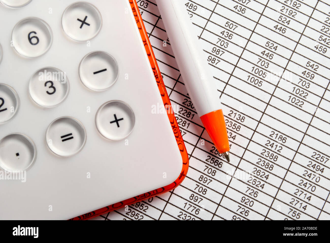 calculator and stationery items on the table Stock Photo - Alamy