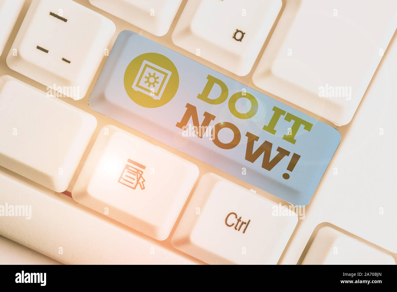 Text sign showing Do It Now. Business photo text not hesitate and start working or doing stuff ...