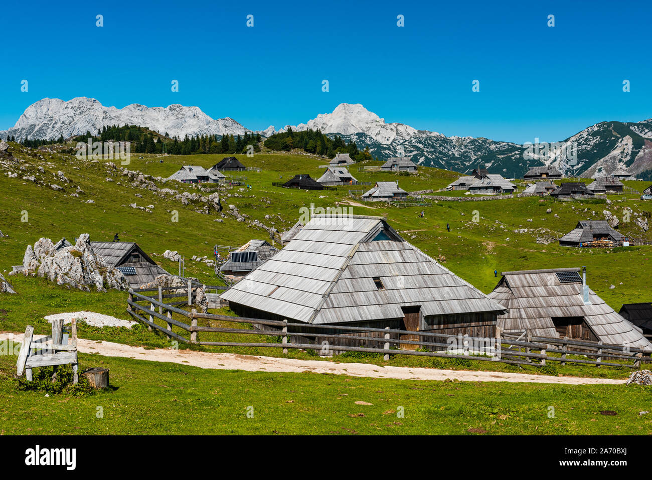 Velika Planina or Big Pasture Plateau in Slovenia. Traditional Alpine ...
