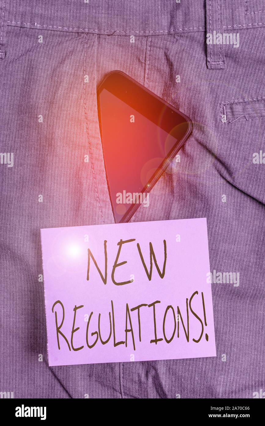 Word writing text New Regulations. Business photo showcasing rules made ...