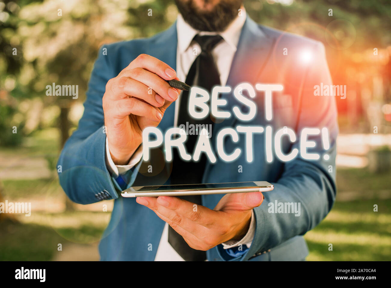 Conceptual hand writing showing Best Practice. Concept meaning ...