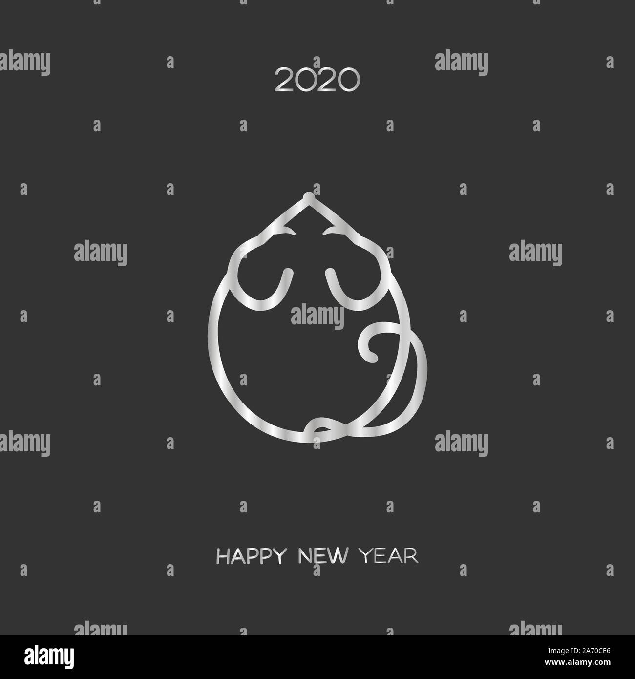 stylized silver rat or mouse icon for chinese year of the rat, new year ...