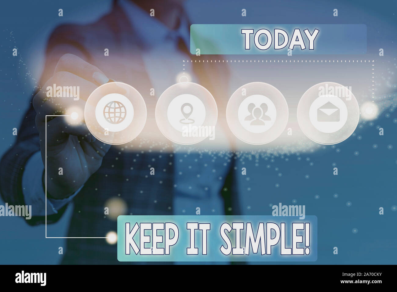 Text sign showing Keep It Simple. Business photo showcasing ask ...