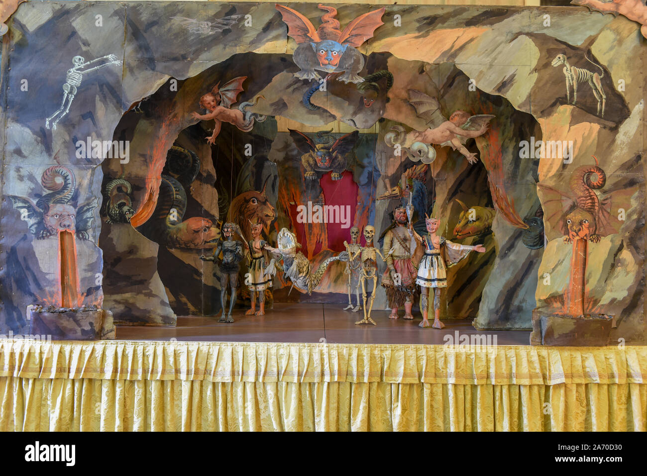 The puppet theater on Borromeo palace at Madre island in Italy Stock ...