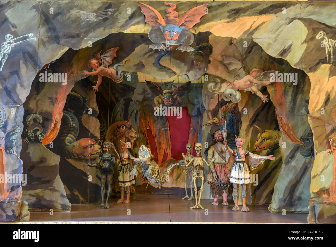 The puppet theater on Borromeo palace at Madre island in Italy Stock ...