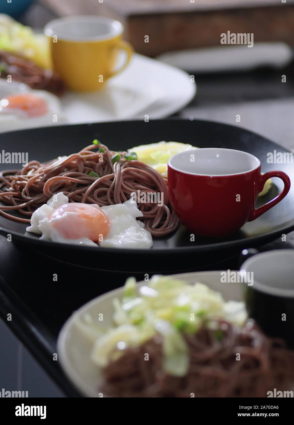 Cooked buckwheat noodle Stock Photo - Alamy