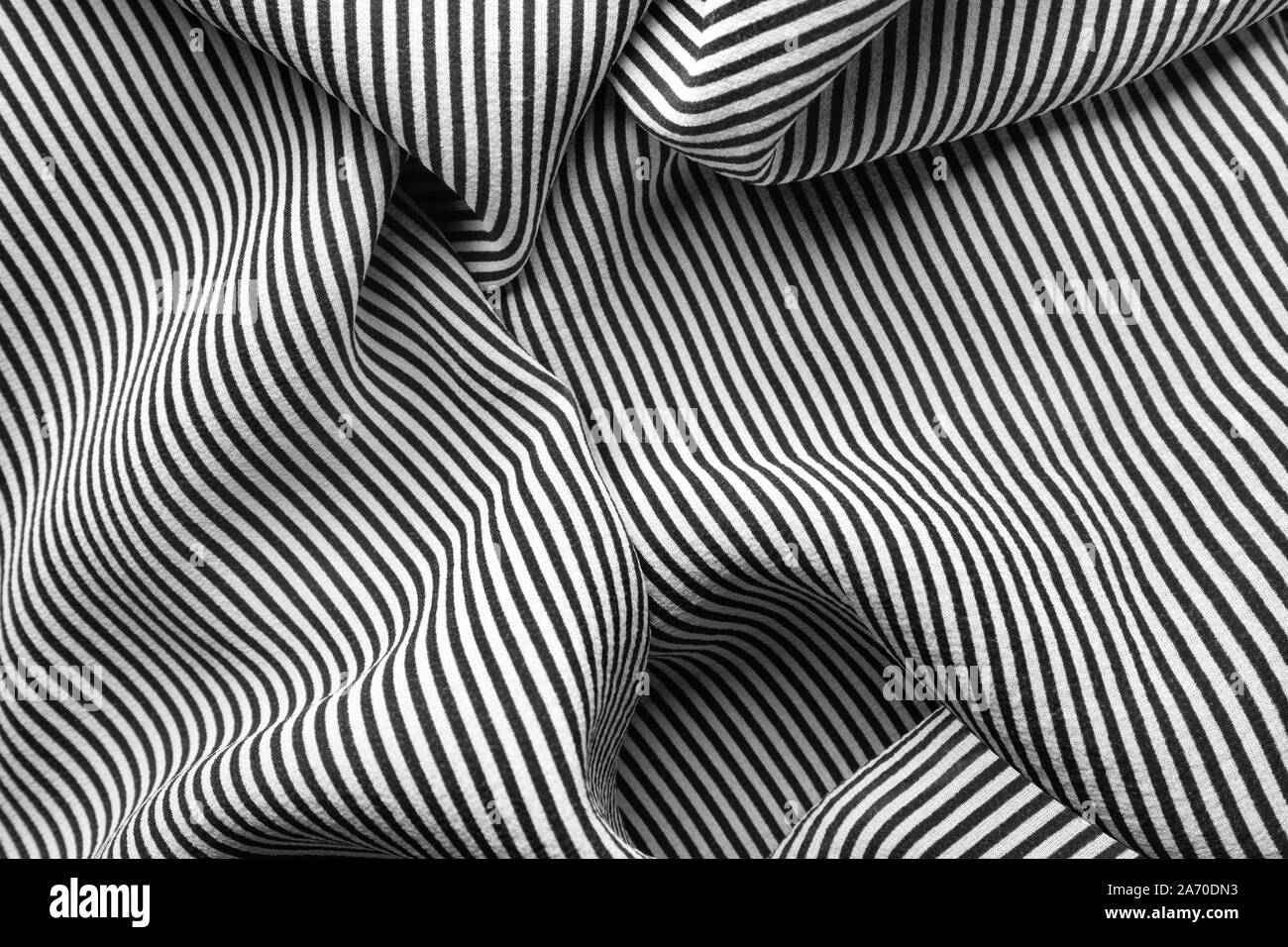 Black And White Striped Silk Fabric