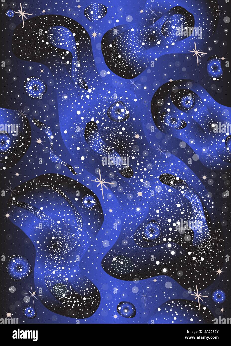 Colorful Seamless Pattern with shiny Stars of all colors. Dark Starry ...