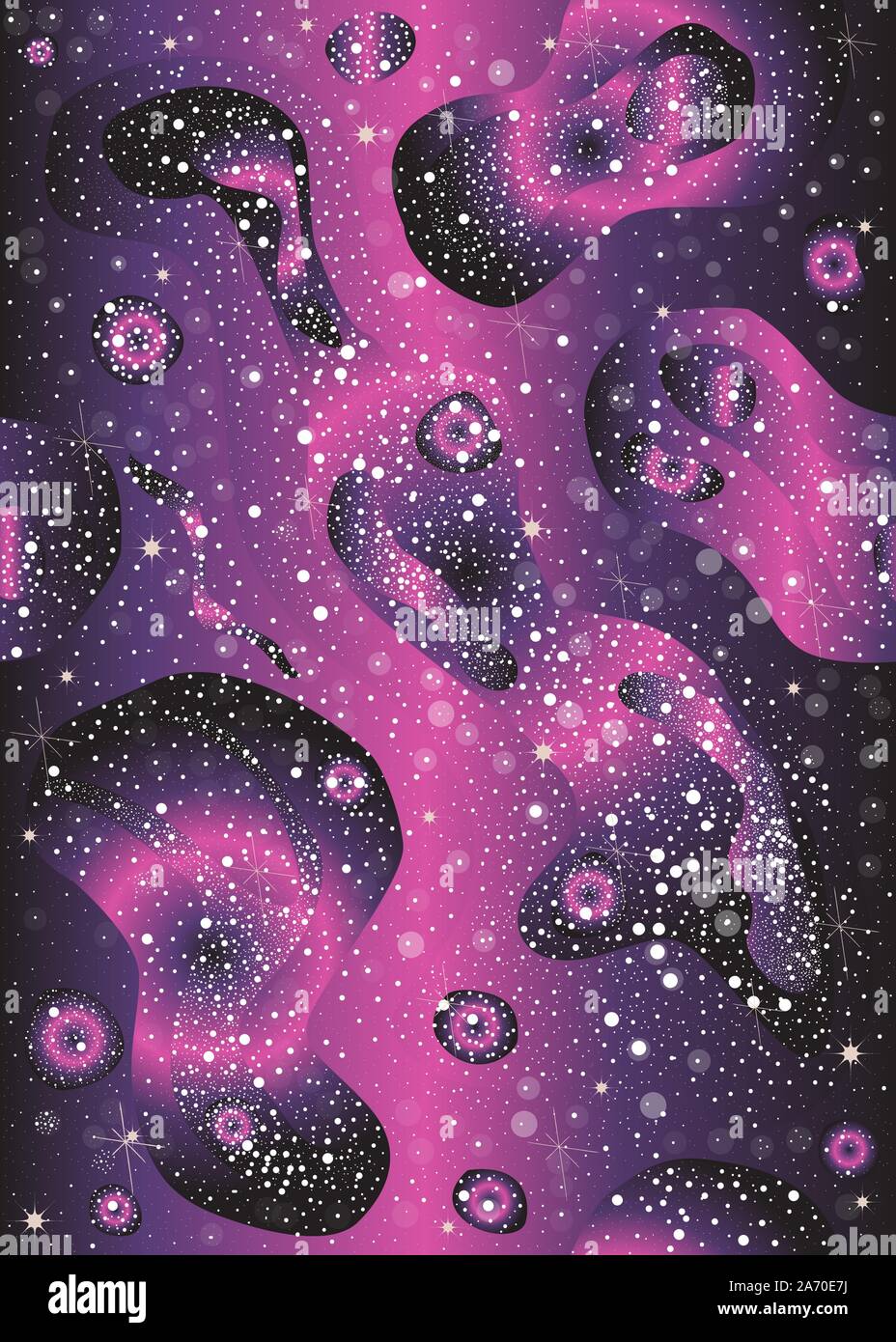 Colorful Seamless Pattern with white shiny Stars. Dark Starry Night ...