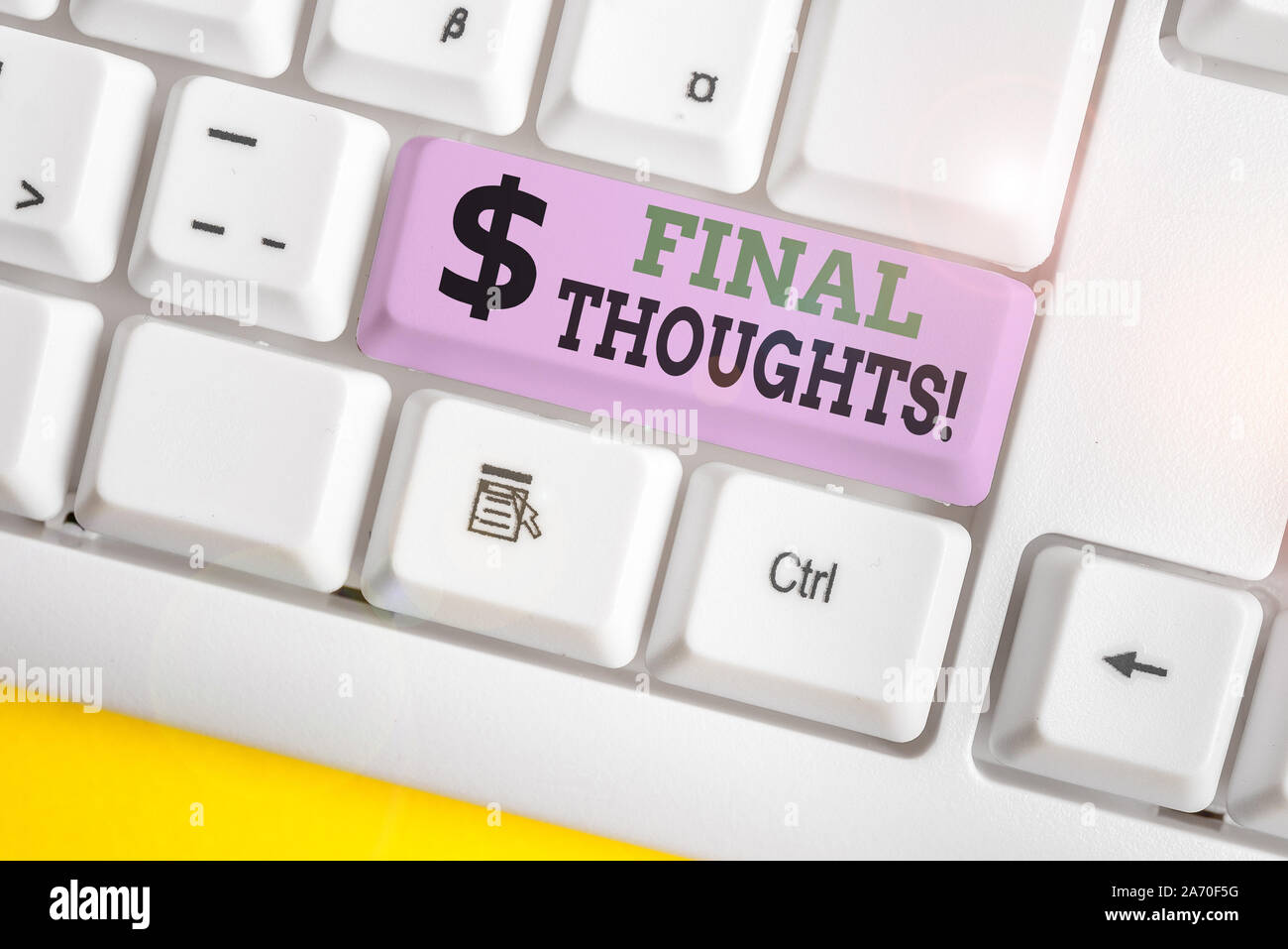 Conceptual hand writing showing Final Thoughts. Concept meaning should ...