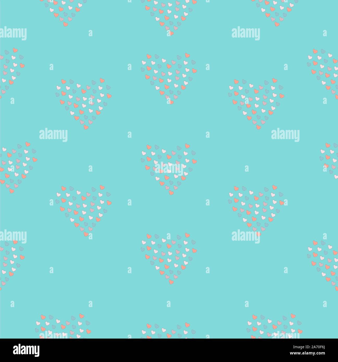 Seamless Simple Pattern with little hand drawn hearts on teal ...