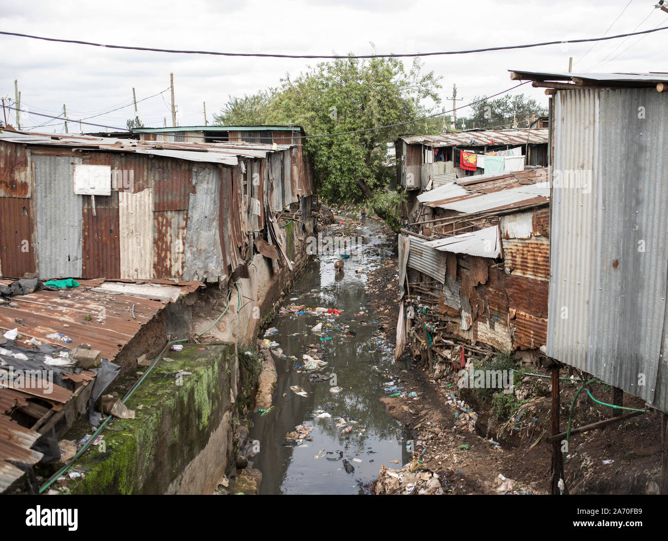 Polluted water flows through the Kibera slum in Africa Stock Photo - Alamy