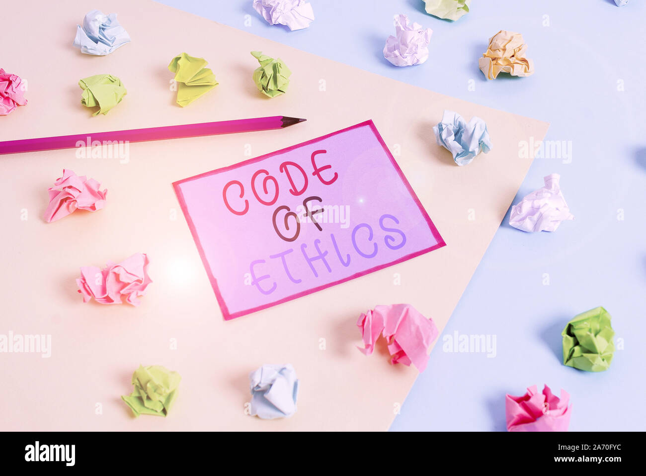 Conceptual hand writing showing Code Of Ethics. Concept meaning basic ...