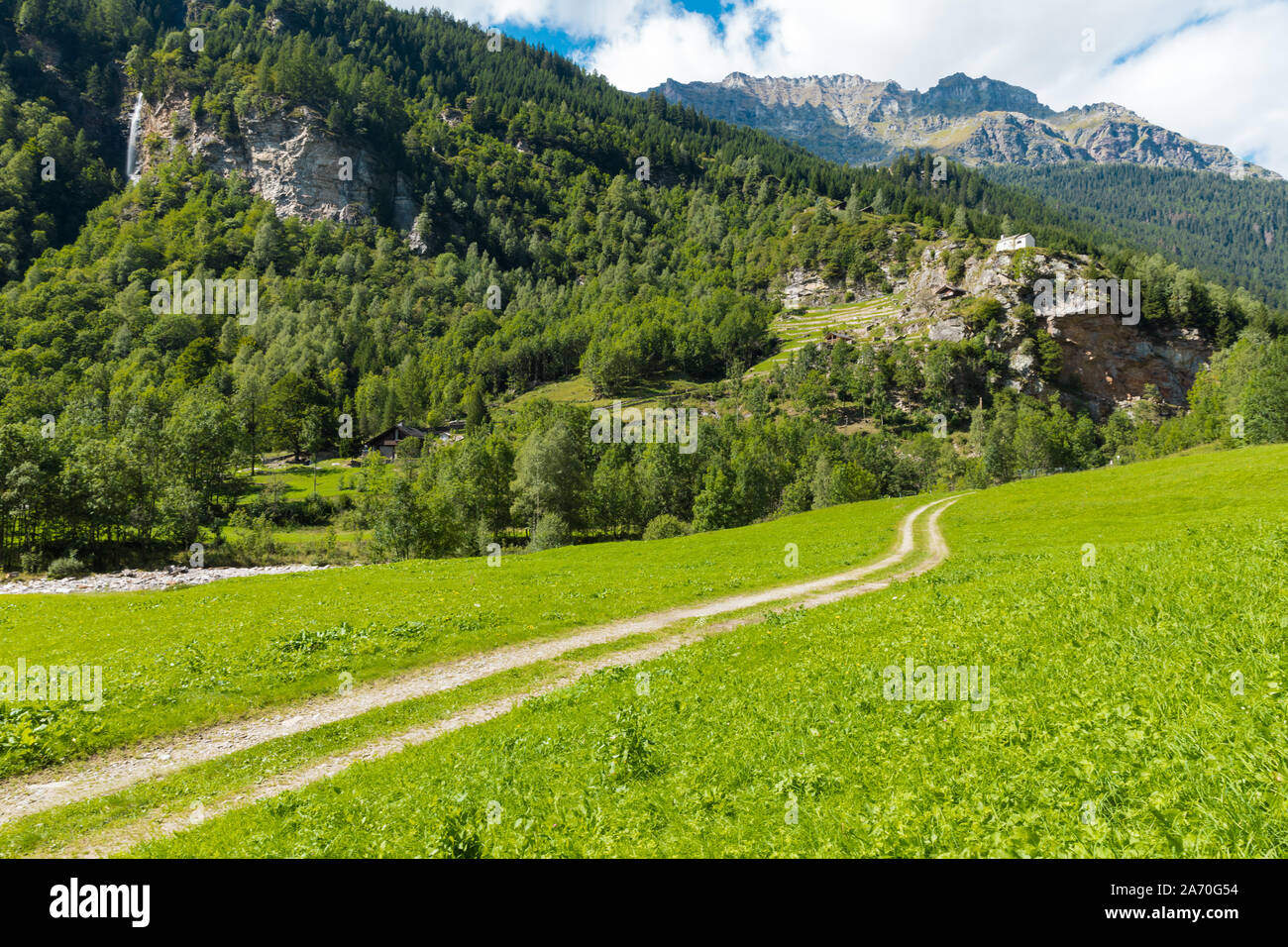 Landscape of the Swiss valley in Rossa Stock Photo - Alamy