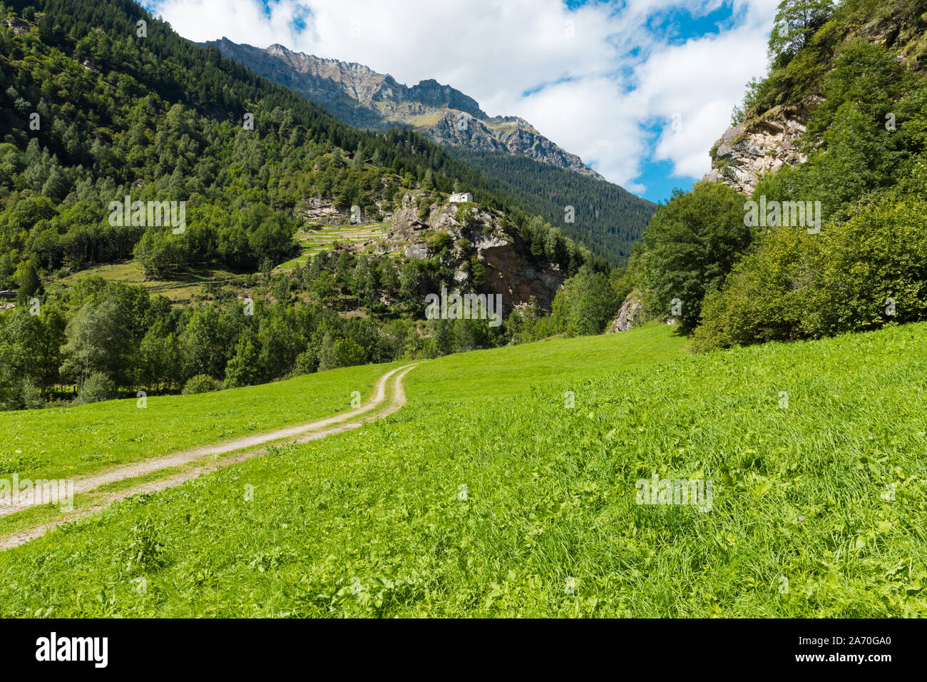 Landscape of the Swiss valley in Rossa Stock Photo - Alamy