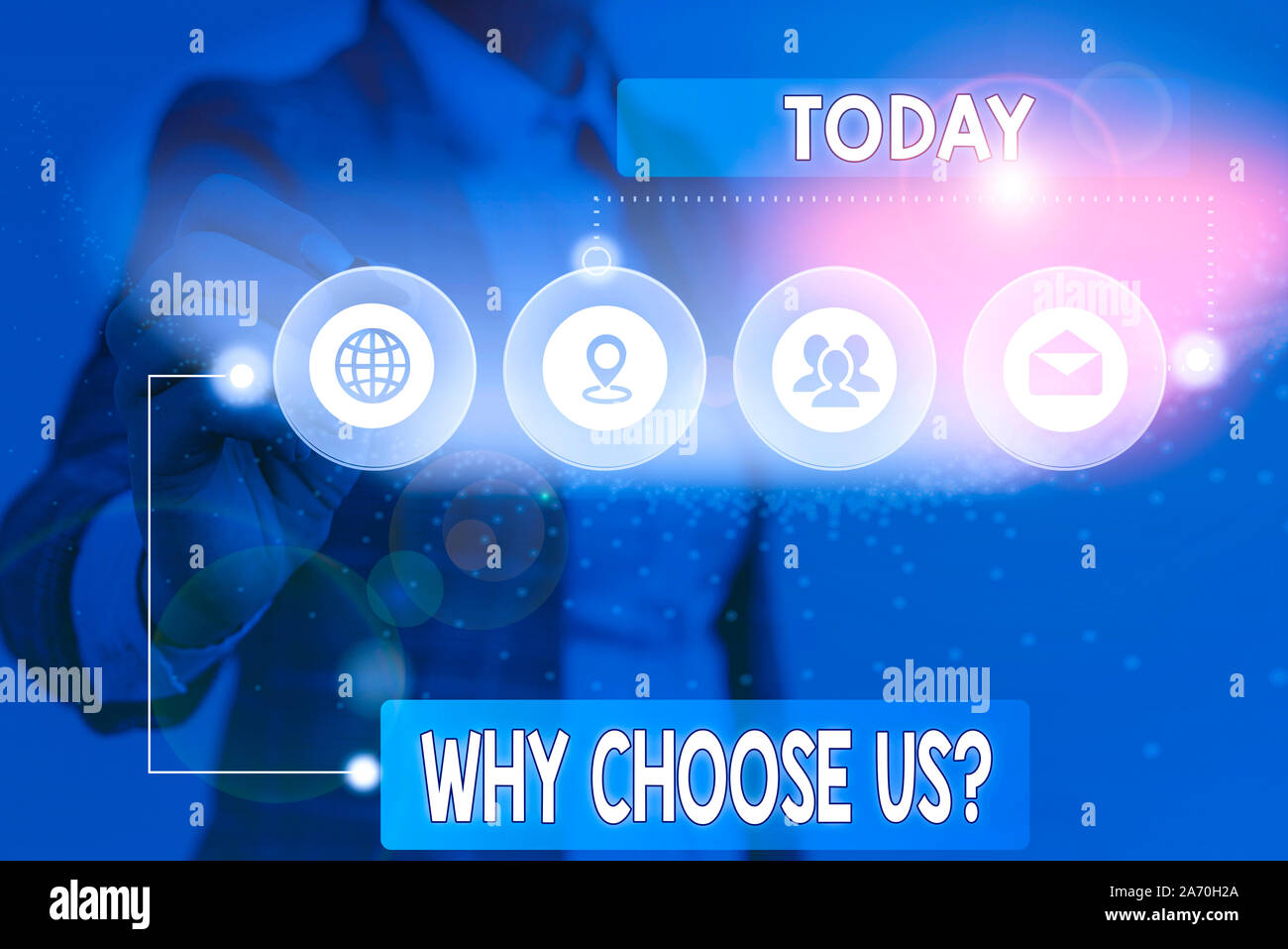 Text sign showing Why Choose Us Question. Business photo showcasing ...