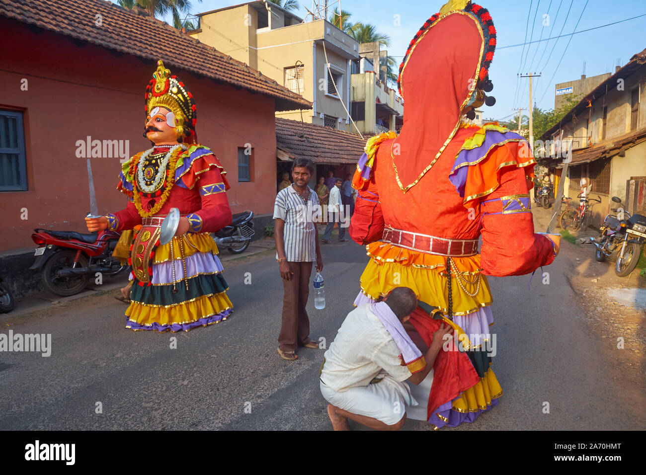 During a festival around Balkrishna Temple in Udipi, Karnataka, India ...